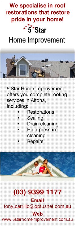 5 Star Home Improvement Roof Restoration And Repairs Footscray