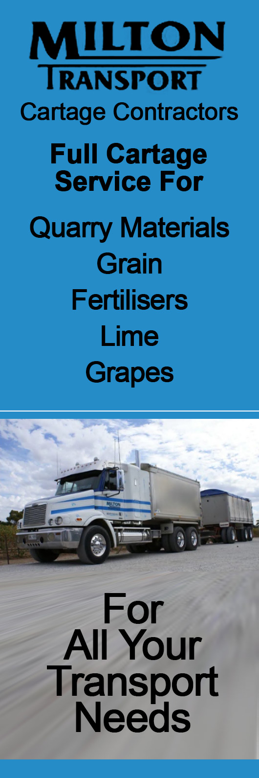 Milton Transport - Heavy Haulage 949 Research Rd, Nuriootpa SA 5355 ...