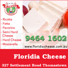 Floridia Cheese Pty Ltd - Cheese & Cheese Products 327 Settlement Rd ...