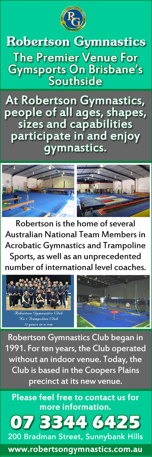 Robertson Gymnastics Centre - Gymnastic Clubs - 200 Bradman St ...